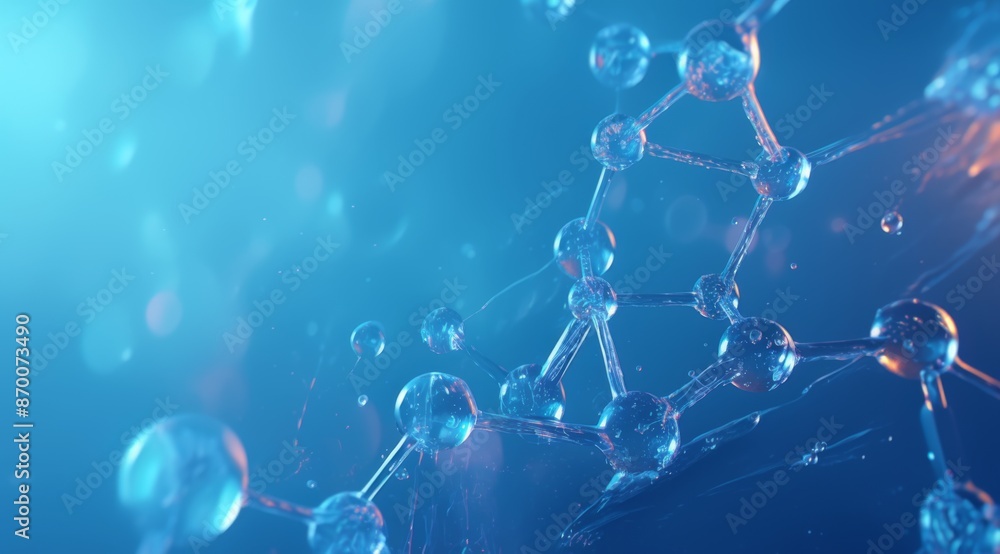 Abstract geometric chemical structure with soft lighting on blurred ...