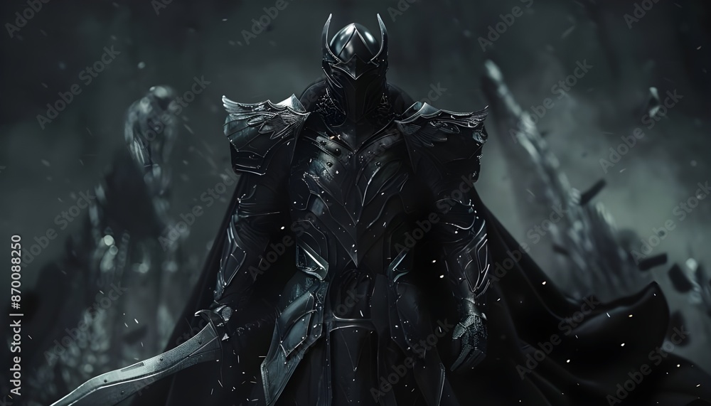 Fantasy evil dark lord with black armor Stock Illustration | Adobe Stock