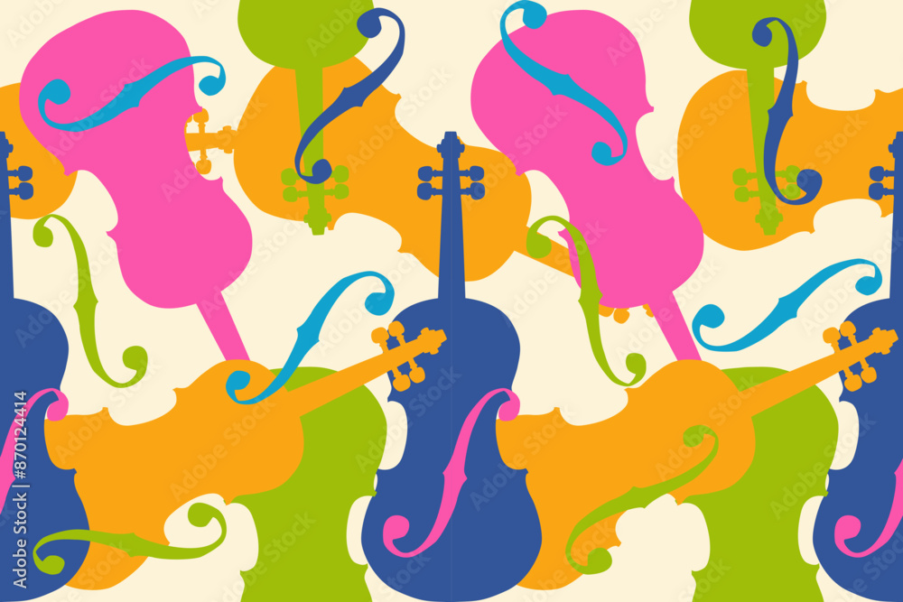 Beautiful violin seamless pattern.Viola,cello drawing music concept ...