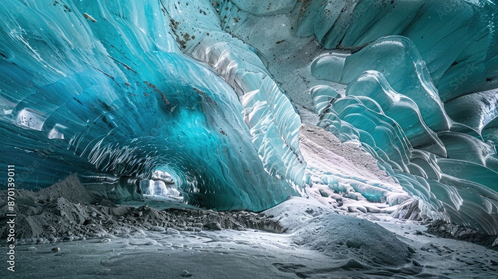 A collapsed ice cave in a glacier, exposing blue ice walls and caverns ... A collapsed ice cave in a glacier, exposing blue ice walls and caverns ...