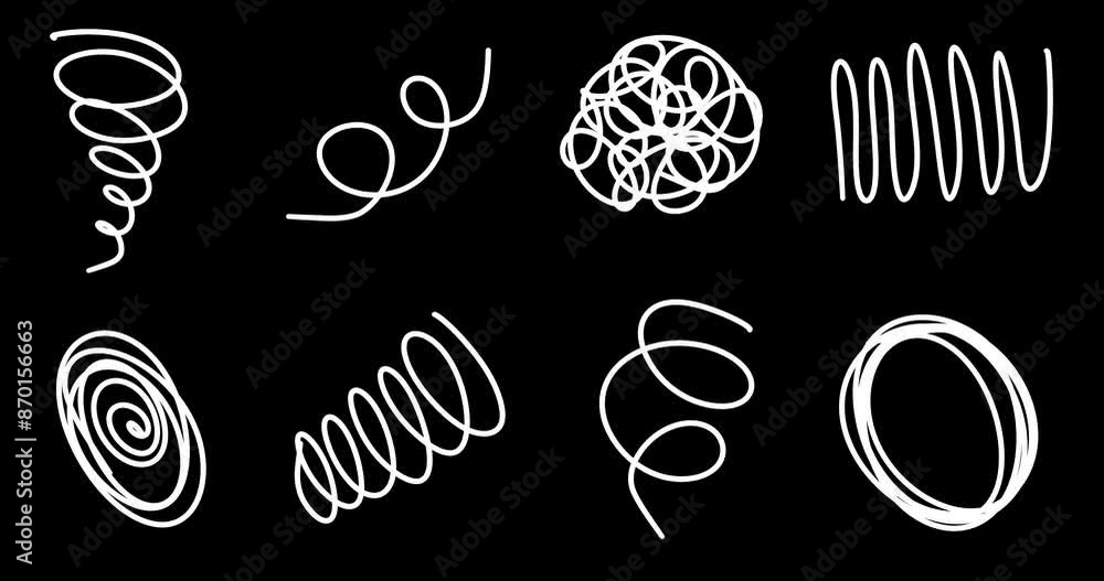 Pack of Animated squiggle and lines. Hand Drawn Scribbles Elements ...