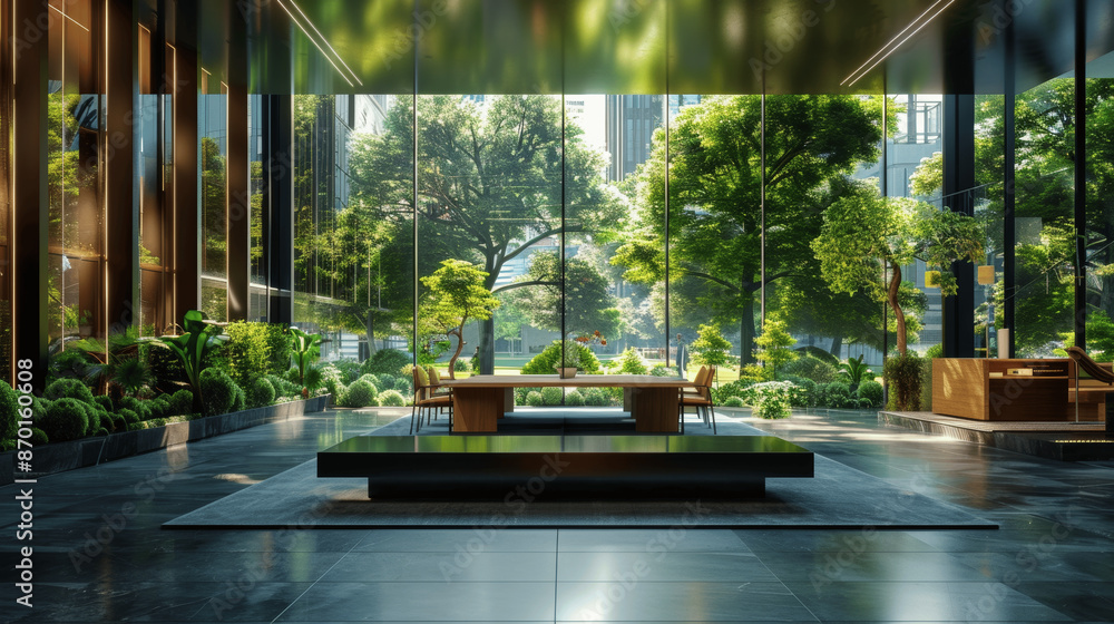 Eco-friendly Modern Glass Office with Panoramic Windows, Sustainable ...