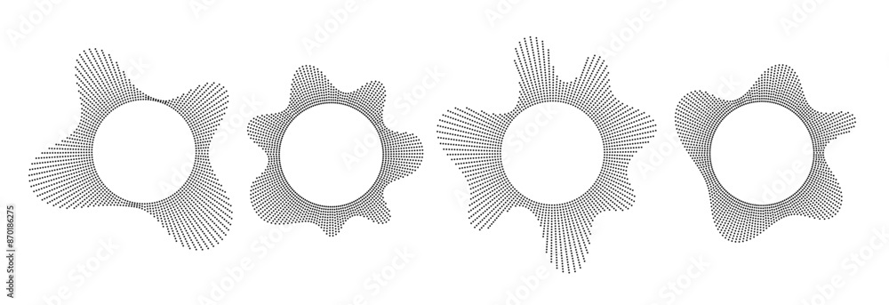 Black sound wave line pattern set. Radial audio, music or voice icon ...