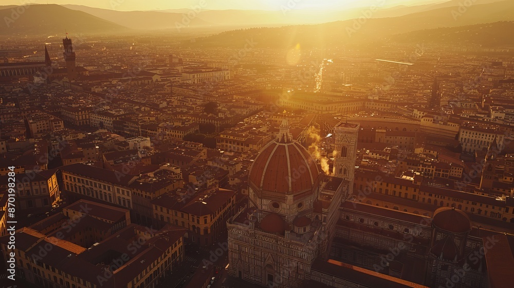 An aerial view of Florence Cathedral (Duomo di Firenze), also known as ...