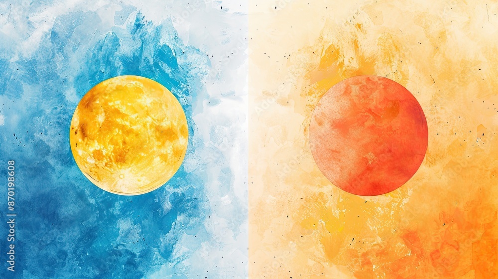 Sun halo flat design side view theme phenomenon watercolor Split ...