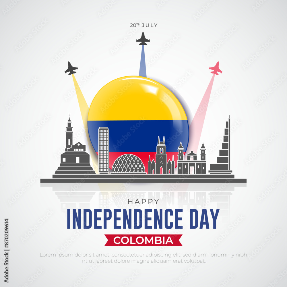 Happy Independence Day Colombia Post and Greeting Card. July 20 ...