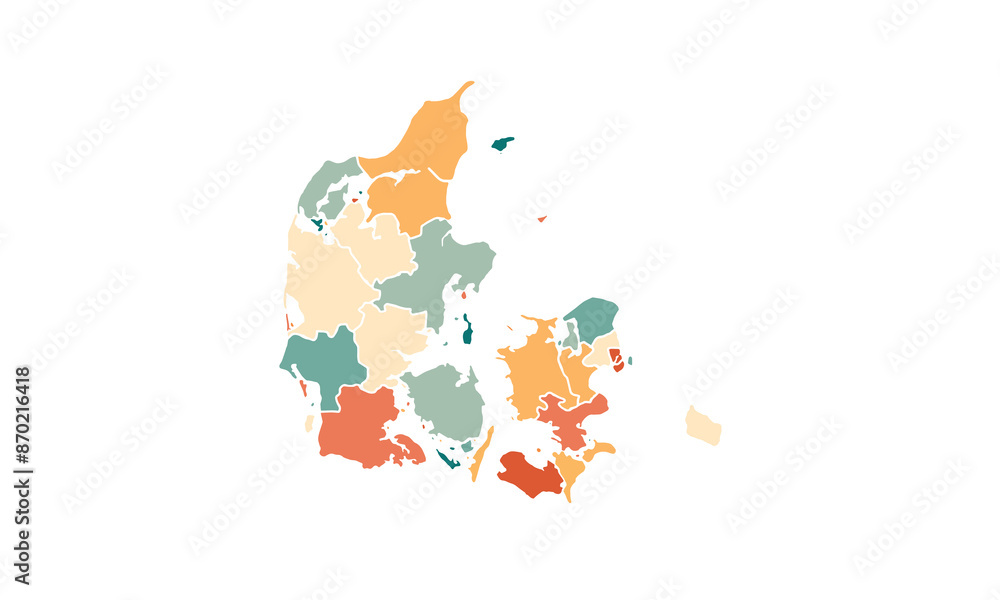 Map of Denmark isolated modern colorful style. for website layouts ...