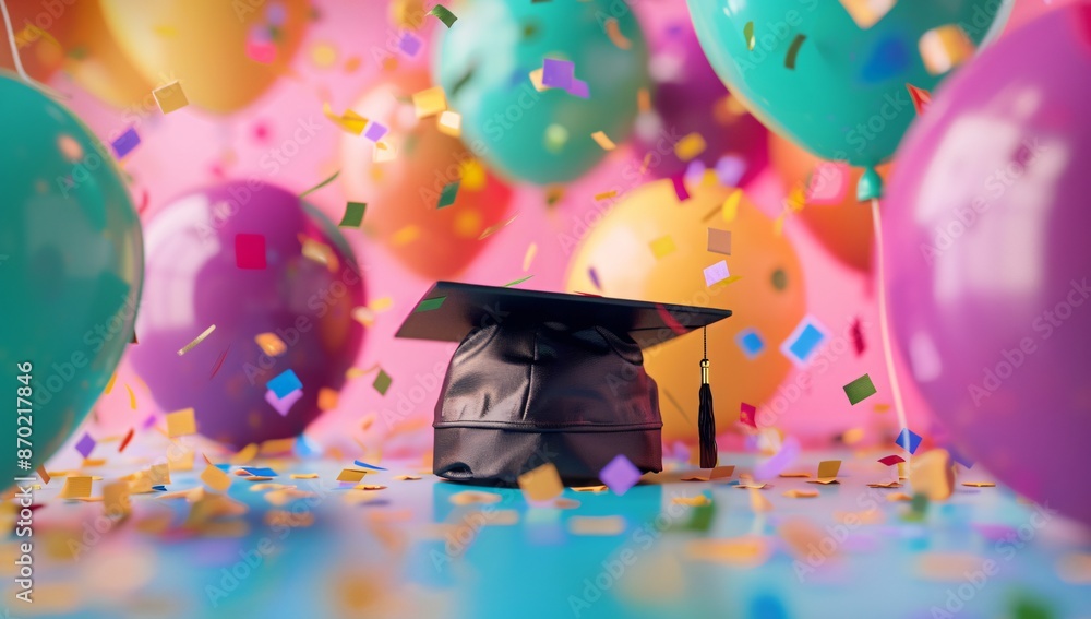 cap balloons Graduate poster 2024 confetti. confetti Graduation balloon ...