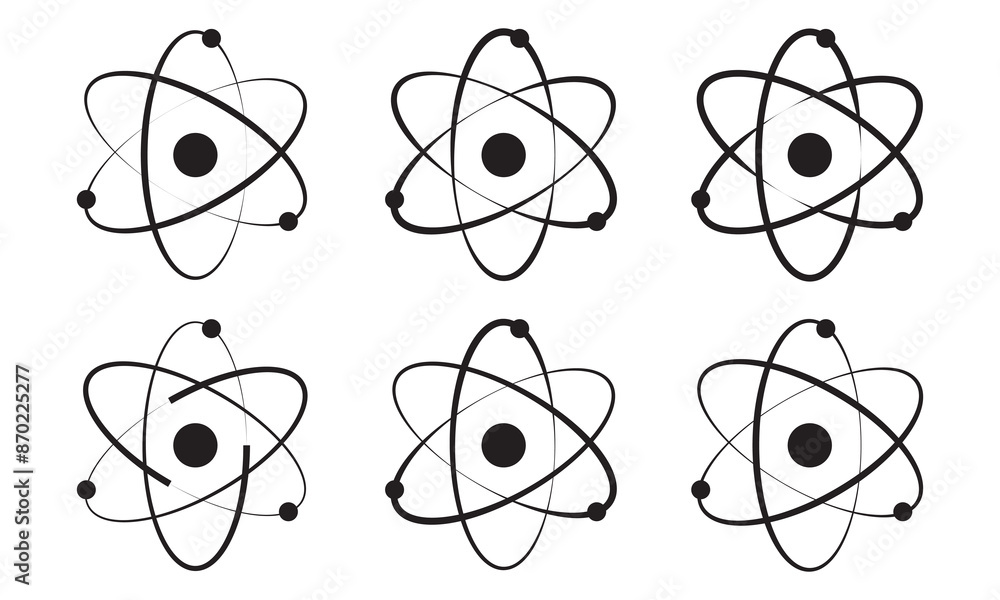 atom icon set. molecule nucleus science vector symbol. proton, or ...