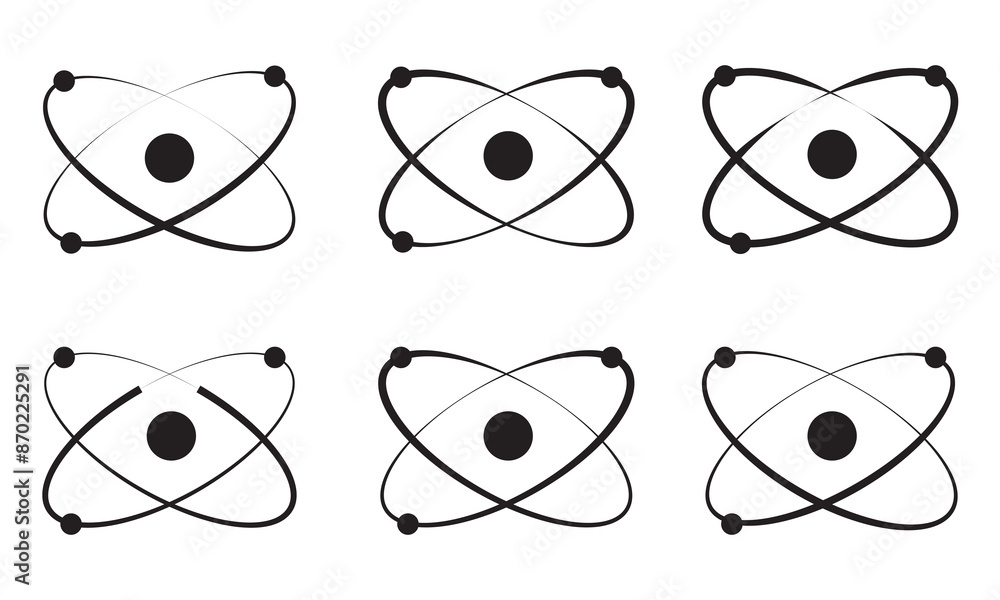 atom icon set. molecule nucleus science vector symbol. proton, or ...