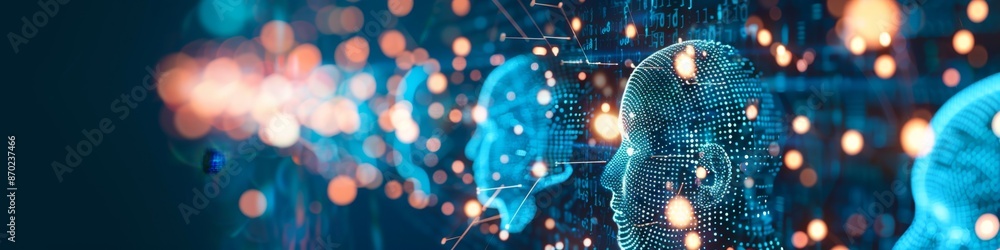 Blue Technology Background Featuring Team Collaboration and Human ...