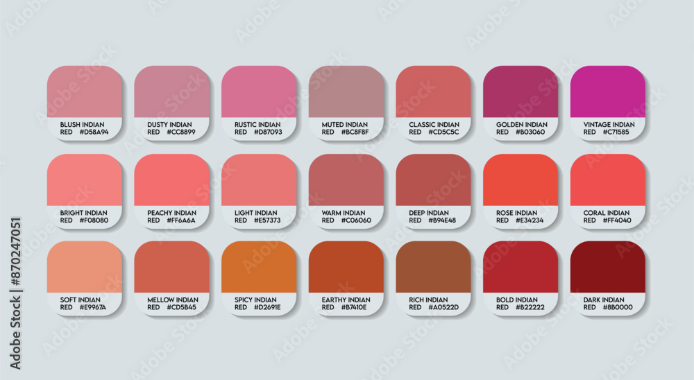 Indian Red Color Palette, Indian Red Color Guide Palette with Color ...