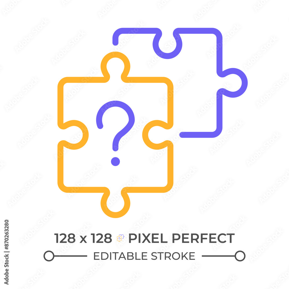 Vetor de Unsolved question two color line icon. Puzzle pieces and ...