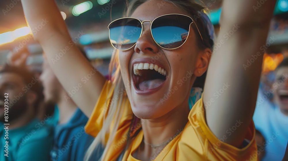 Realistic photos, high definition 8K A group of friends at a sports ...