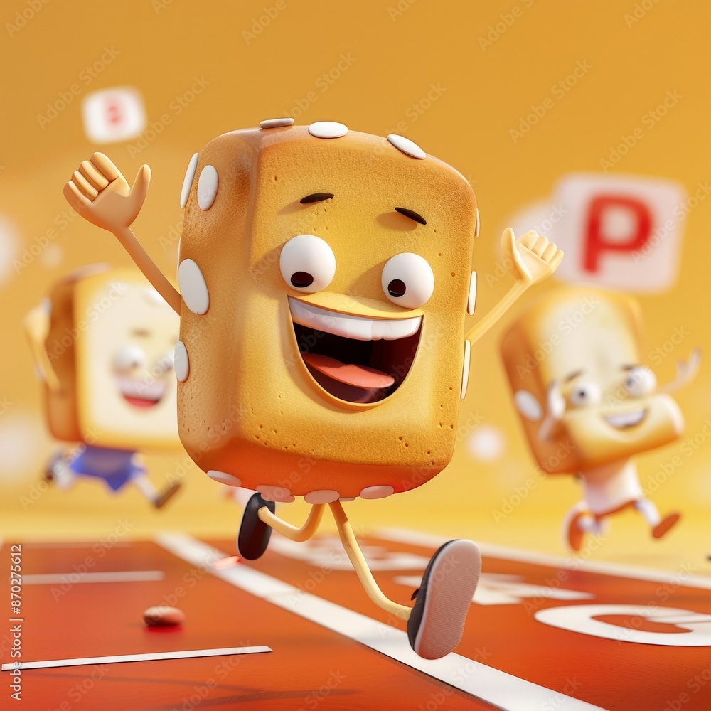 3D mascot character design of a loaf of bread with arms and legs ...