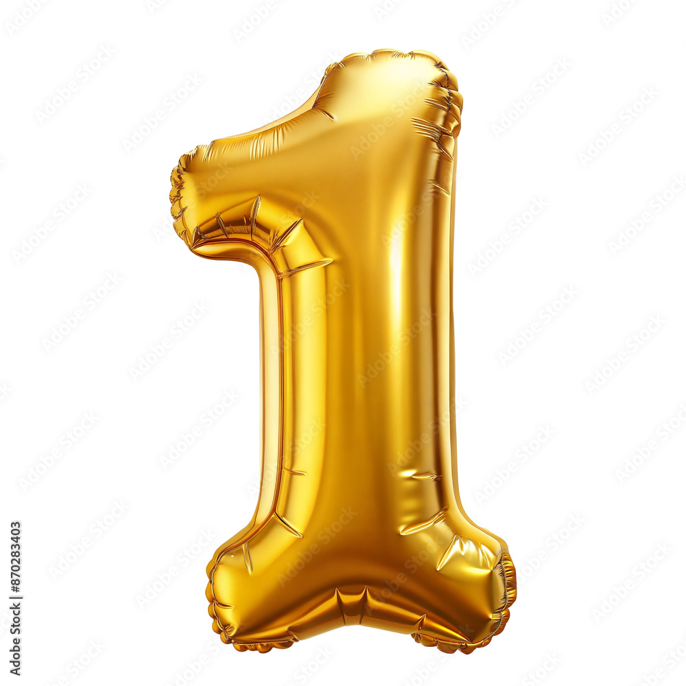 Number one font golden balloon isolated on transparent background Stock ...