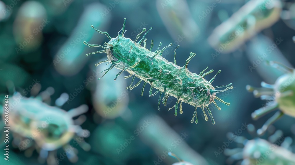 Airborne disease, microscopic pathogens, health risk, floating bacteria ...