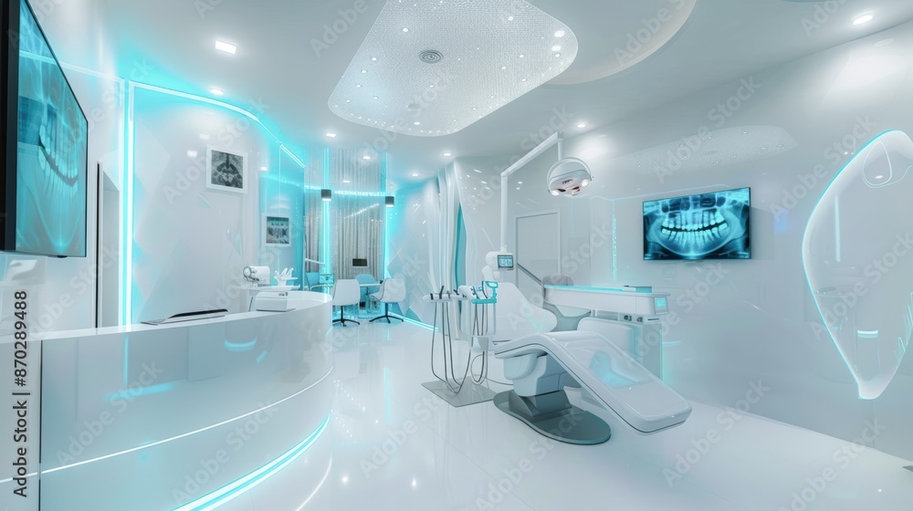 Dental CADCAM technology, high-tech clinic, precise restorations ...