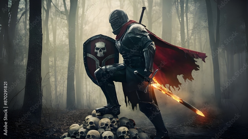 mage of a knight templario metallic black armor (The Black Knight ...