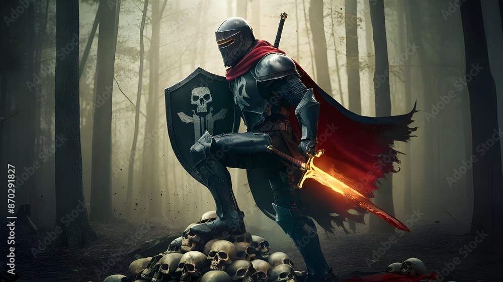 mage of a knight templario metallic black armor (The Black Knight ...