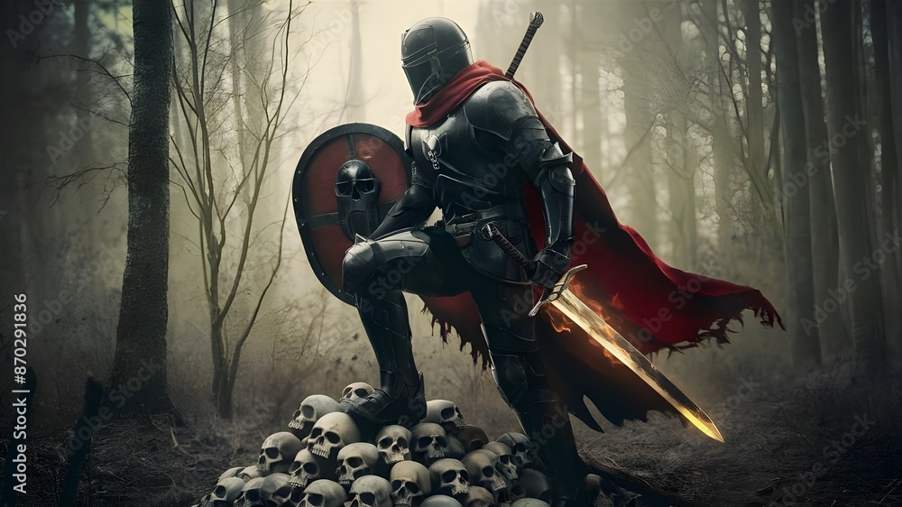 mage of a knight templario metallic black armor (The Black Knight ...