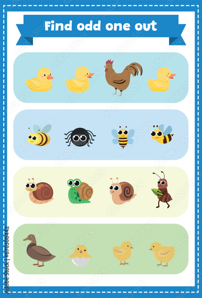 odd one out game for kids spot the illustration that looks different to ...