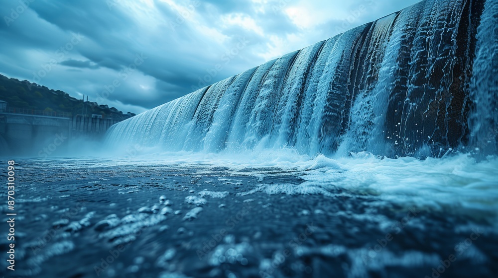 Waterfall effect over hydroelectric dam. Waterfall effect over a ...