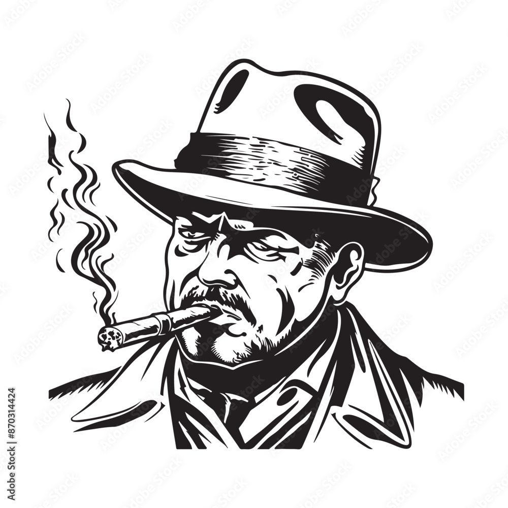 Mafia Boss With Cigar image vector. Mafia Boss Stock Illustrations ...
