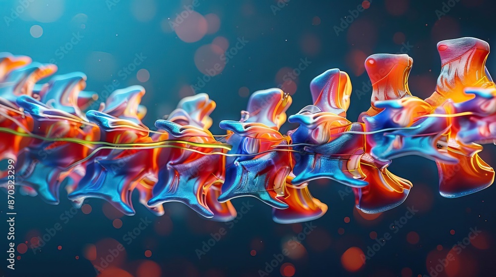 Detailed illustration of the human vertebral column with an emphasis on ...