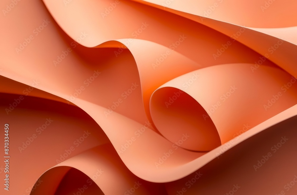 smooth flowing curves created by sheets of peach-colored paper ...