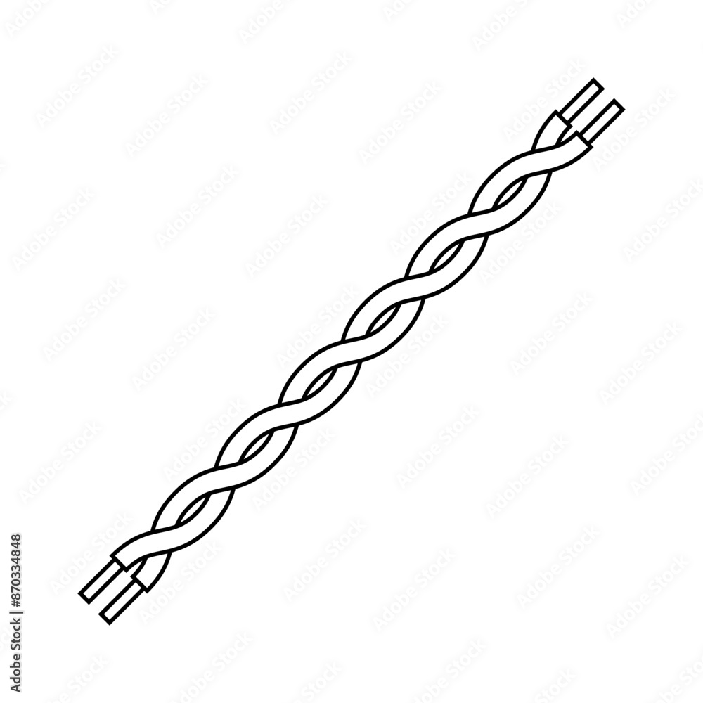 The twisted wire icon. An electric wire woven from two wires. A black ...