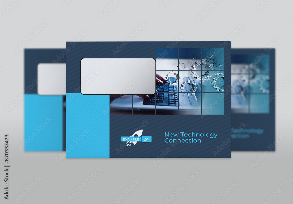 Technology B5_Envelope With Black Accent Boxs Stock Template | Adobe Stock