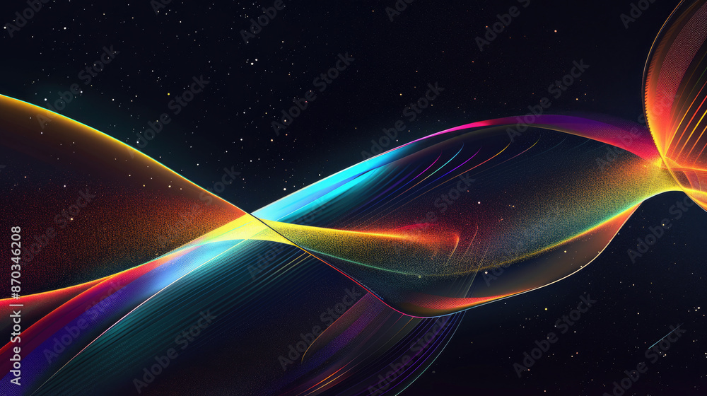Simple bright rainbow colored futuristic shapes with smooth curves and ...