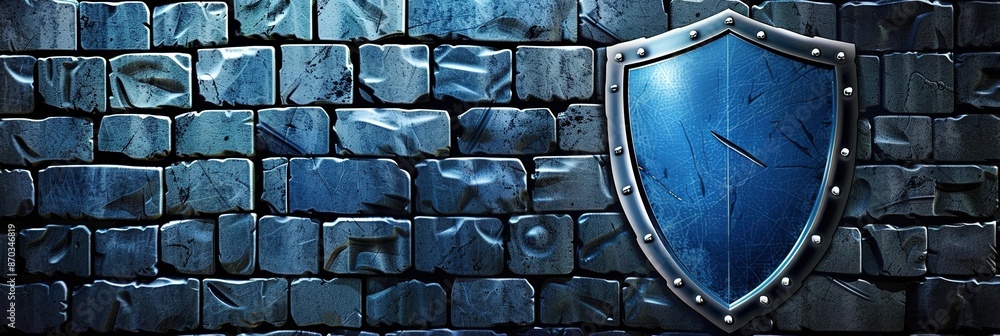 Detailed Cyber Security Shield Banner with Keyboard and Fencing ...