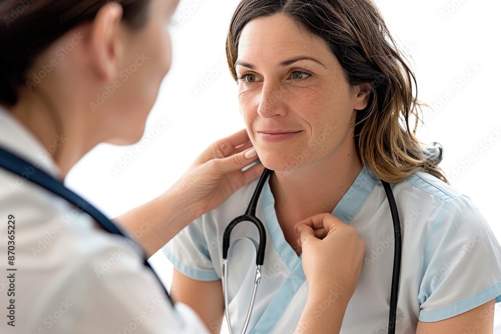 Nurse checking a patient's vitals, thorough examination, Portrait half ...
