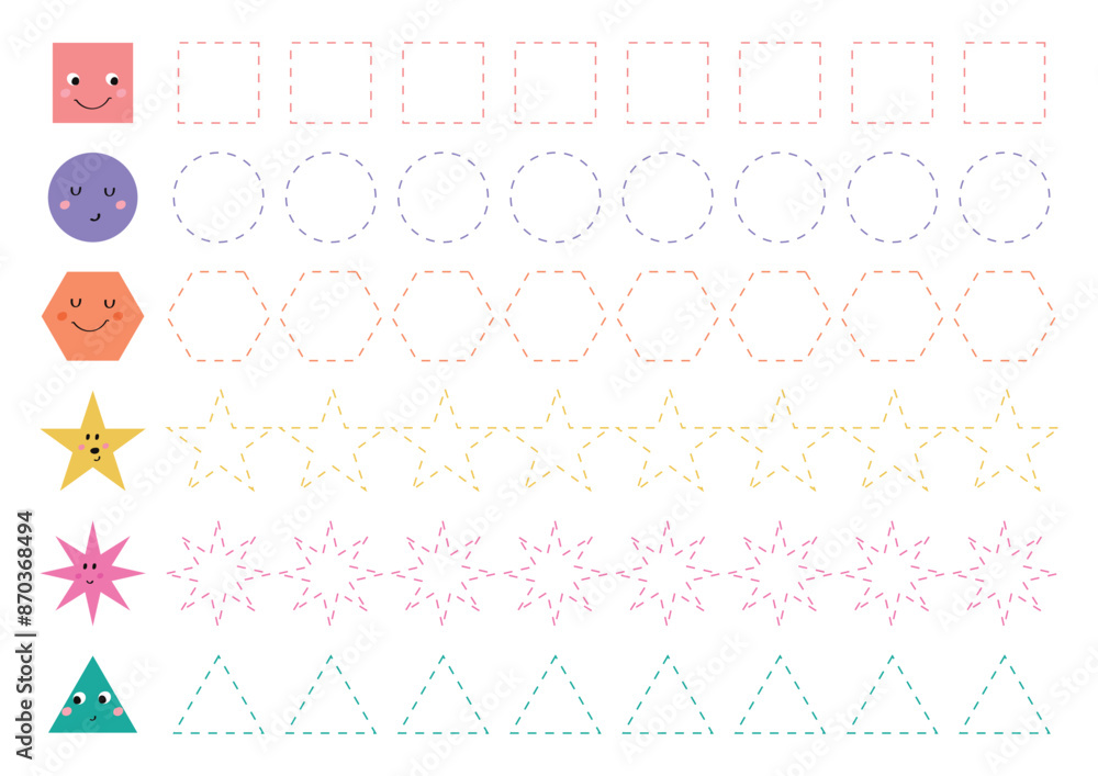 Learn shapes and cute geometric shapes. Preschool or kindergarten ...