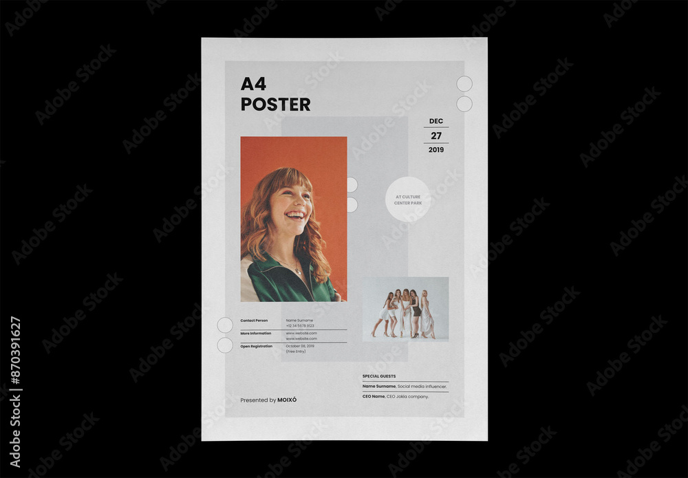 Mockup Of Scanned Customizable Vertical A4 Poster Stock Template ...