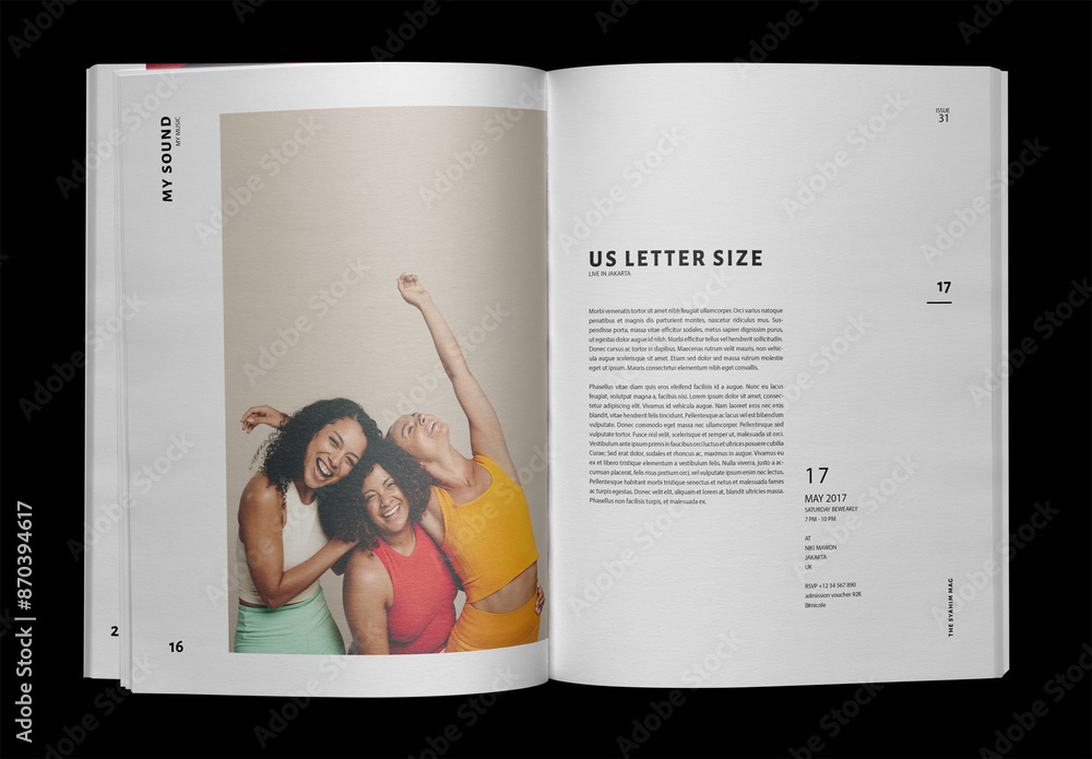 Mockup Of Scanned Customized Us Letter Magazine Pages Stock Template ...