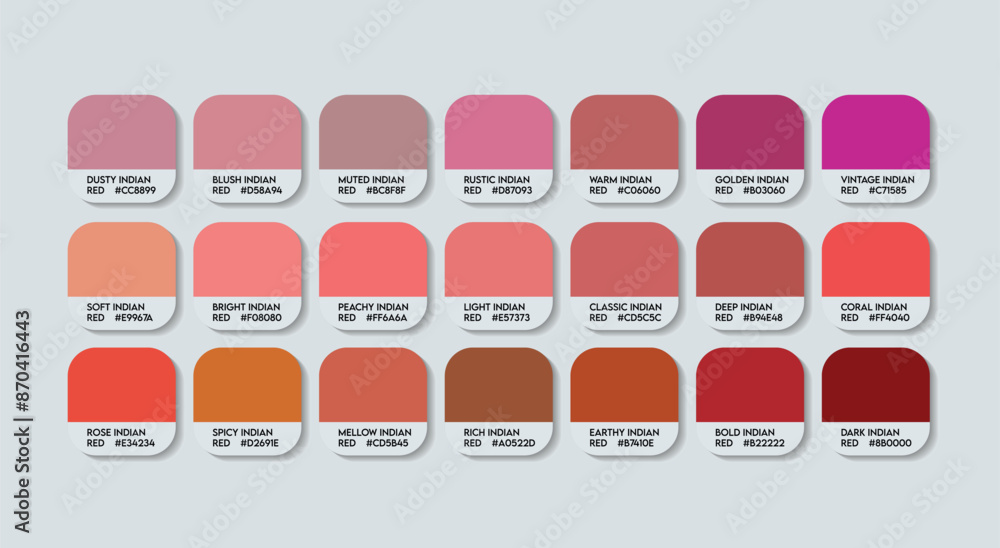 Red Indian Color Palette, Red Indian Color Guide Palette with Color ...