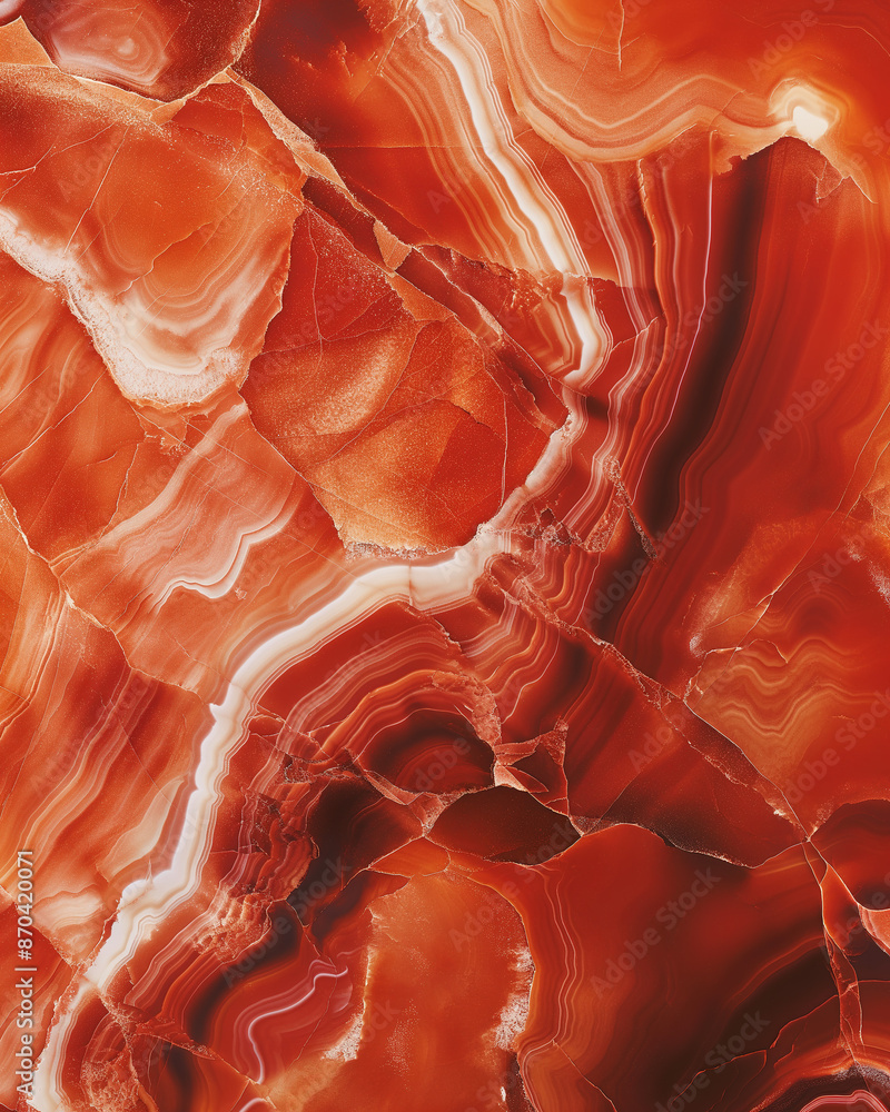 Red agate surface with stunning patterns, intricate details, and a rich ...