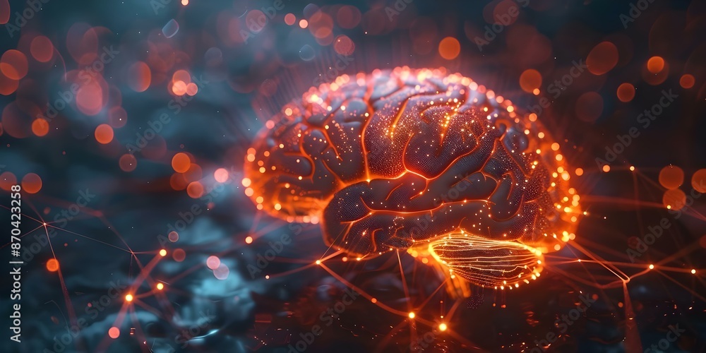 Digital brain abstract with glowing nodes and connections symbolizing ...