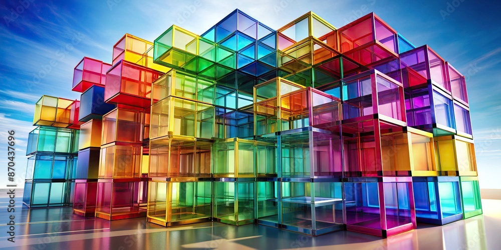 Vibrant multi-colored building blocks dynamically transitioning on 6 ...