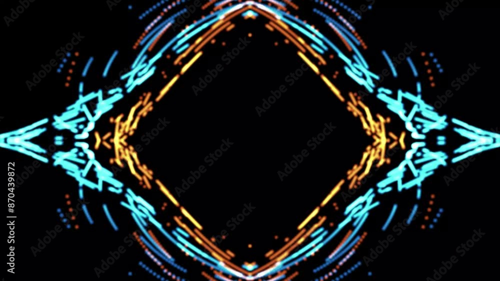 Purple blue polygon noen frame with rounded corners. Vector empty ...