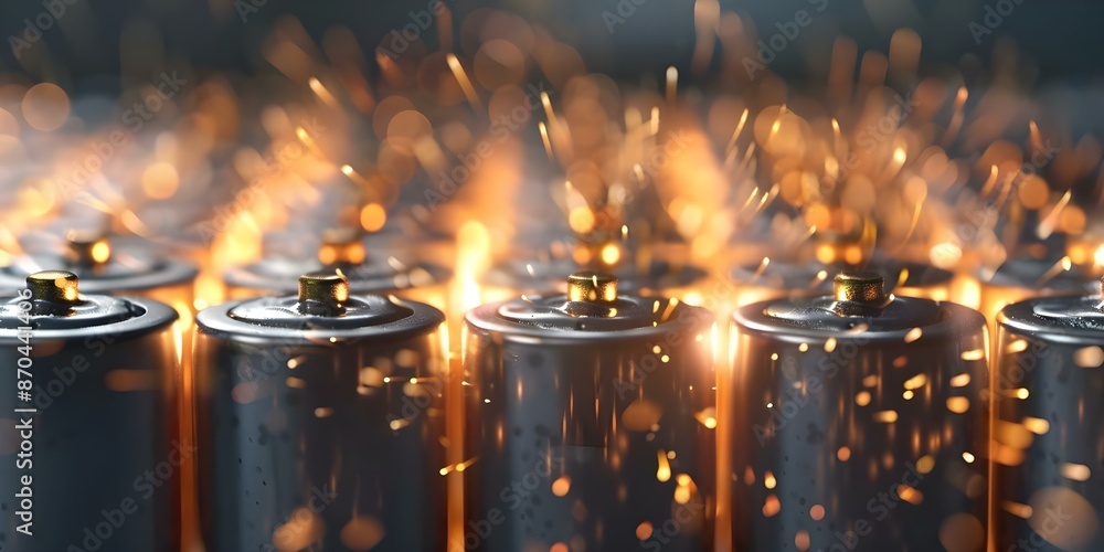 Sparking short circuits cause battery overheating. Concept Battery ...