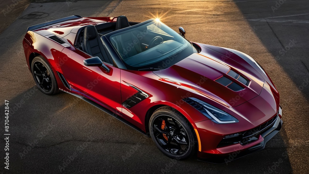 Dynamic red sports car in an urban environment. A high performance ...