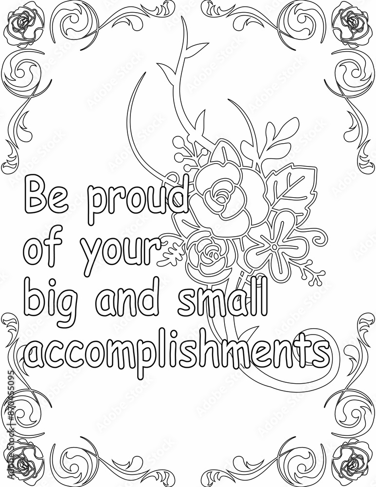 Printable floral coloring page for kids and adults with motivational ...
