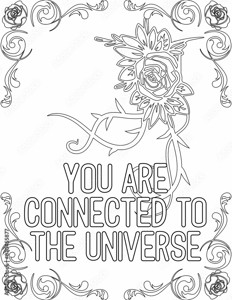 Printable floral coloring page for kids and adults with motivational ...