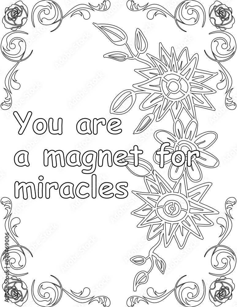 Printable floral coloring page for kids and adults with motivational ...