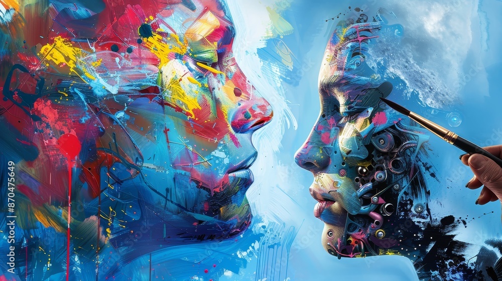 AI's genesis as an artist: Acquisition of human artist's pen signifies transition Stock ...