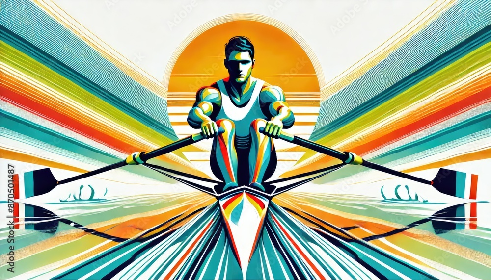 Rowing athlete, concept for the 2024 Summer Olympics Stock Illustration ...